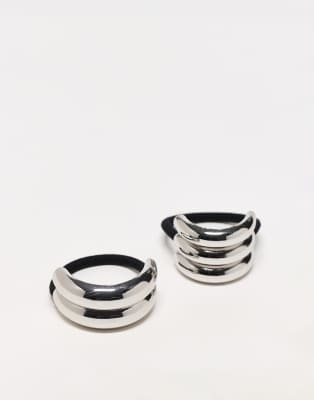 Reclaimed Vintage metal hair cuff 2 pack in silver | ASOS