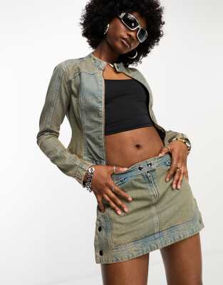 Reclaimed Vintage - Mini-jupe d'ensemble en jean style motocross - Bleu | ASOS