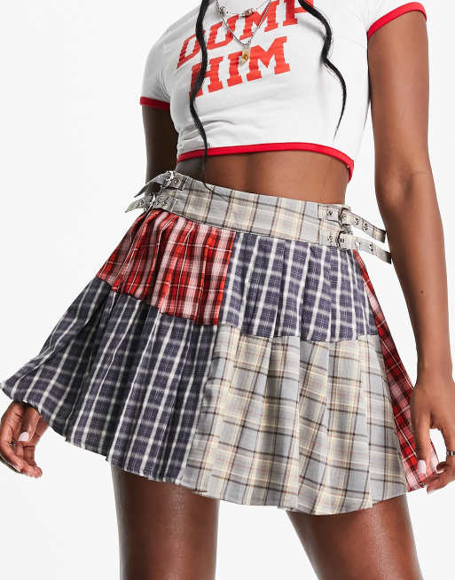 Reclaimed Vintage - Mini rok met geruit patchwork | ASOS