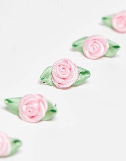 Reclaimed Vintage mini rose clip pack in pink | ASOS