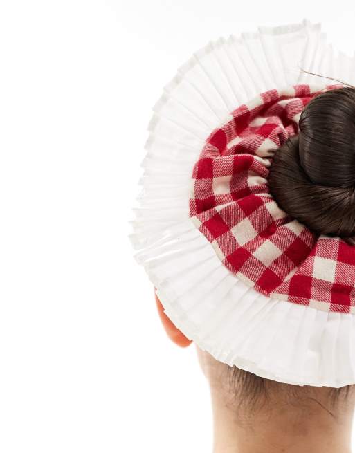 Reclaimed Vintage oversized scrunchie in red and white gingham check | ASOS
