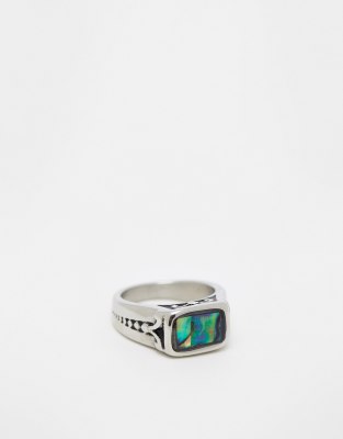Reclaimed vintage pinky stone ring in stainless steel | ASOS