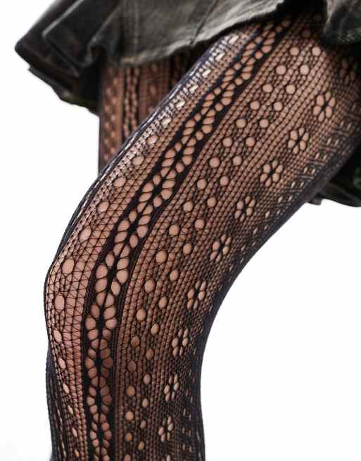 Reclaimed Vintage pointelle tights in black | ASOS