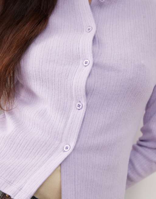 Reclaimed Vintage ribbed button up top in lilac | ASOS