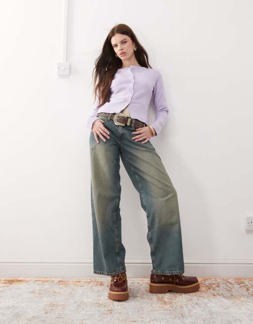 Reclaimed Vintage ribbed button up top in lilac | ASOS