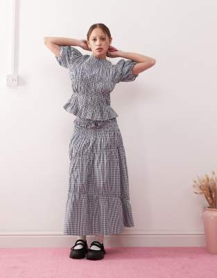 Reclaimed Vintage set with ruching detail in blue check | ASOS