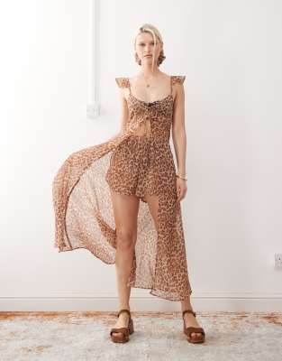 Reclaimed Vintage sheer beach co-ord in leopard print | ASOS
