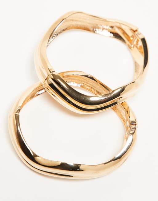 Reclaimed Vintage square bangle 2 pack in gold | ASOS
