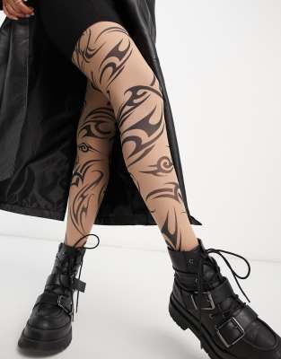 Reclaimed Vintage tattoo print tights | ASOS