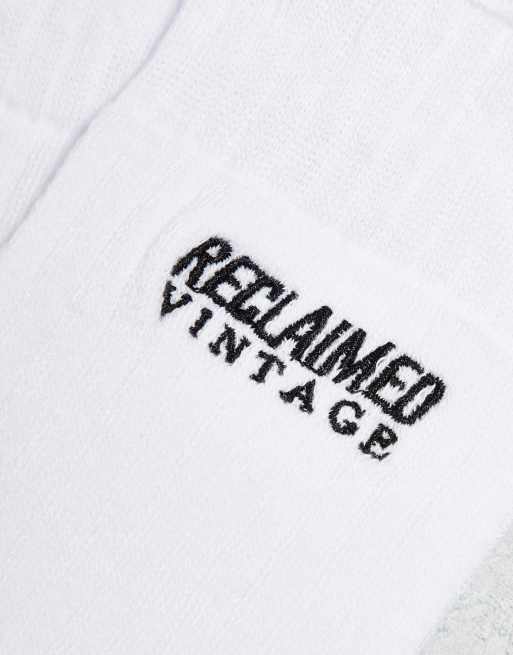 Reclaimed Vintage unisex branded sock in white | ASOS