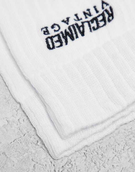 Reclaimed Vintage unisex branded sock in white | ASOS