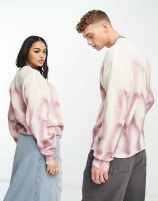 Reclaimed Vintage unisex knitted printed jumper in pink tye dye | ASOS