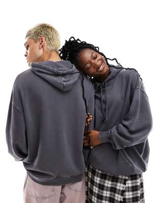 Reclaimed Vintage unisex oversized hoodie in washed charcoal | ASOS