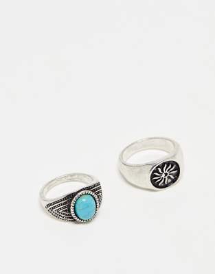 Reclaimed Vintage unisex ring pack in silver | ASOS
