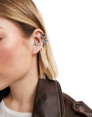 Reclaimed Vintage unisex rose ear cuff in silver | ASOS