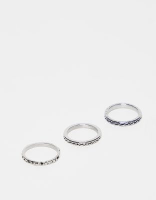 Reclaimed Vintage unisex skinny grunge ring pack in stainless steel | ASOS