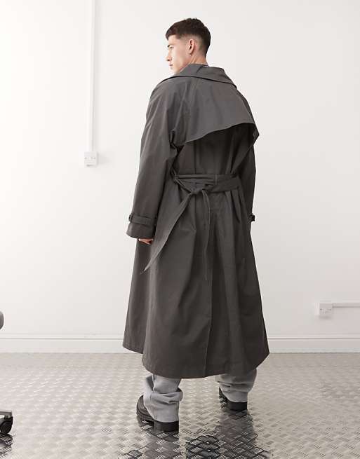 Reclaimed Vintage unisex trench with belt in charcoal | ASOS Reclaimed Vintage unisex trench with belt in charcoal | ASOS