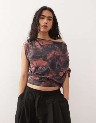 Reclaimed Vintage x Stranger Things slinky top with slash neck in red ...