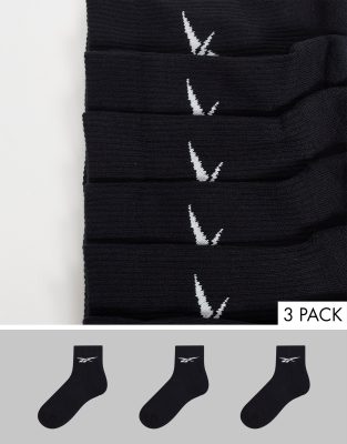 Reebok 3 pack logo crew socks in black | ASOS