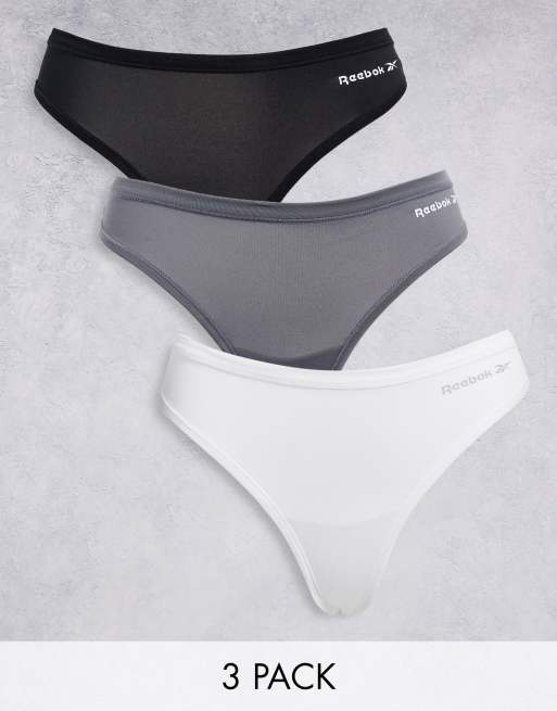 Reebok Agatha Lot De 3 Strings Noir Blanc Et Gris Asos
