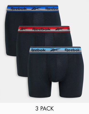 Reebok – Boxershorts in Schwarz mit Kontrastbund im 3er-Pack | ASOS