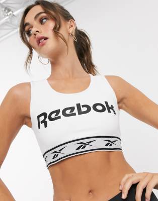 Reebok Classics logo sports bra in white | ASOS
