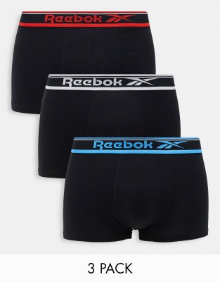 Reebok Pinner 3 pack trunks in black | ASOS