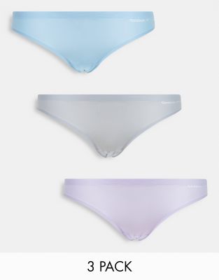 Reebok suki 3 pack of bonded briefs in grey/lilac/blue | ASOS
