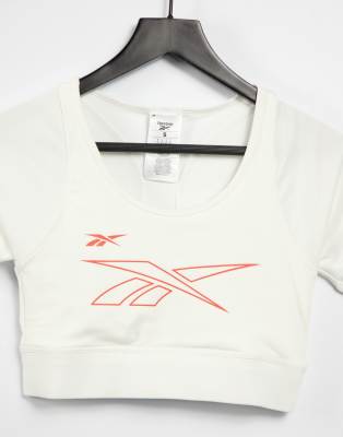 Reebok Training layered short sleeve bralet in white | ASOS