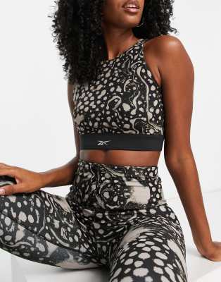 Reebok Training Modern Safari printed bralet in black | ASOS
