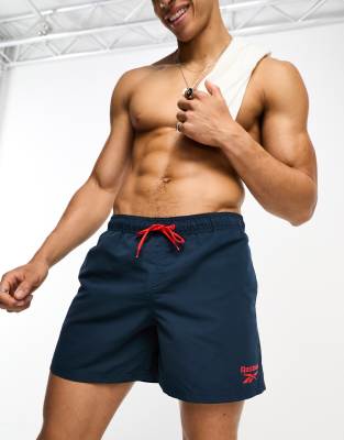 Reebok Yale swim shorts in navy and red | ASOS