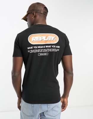 Replay logo t-shirt in black | ASOS