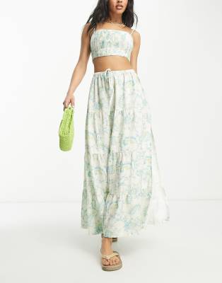 Rhythm Cairo beach maxi skirt in blue print | ASOS