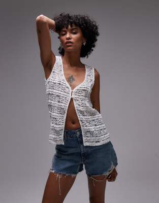 Rhythm Haven lace longline singlet in white | ASOS