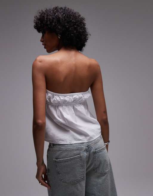 Rhythm posie gathered strapless top in white | ASOS