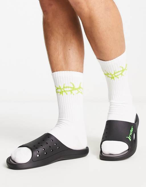 Rider bay slider sandals in black/grey | ASOS
