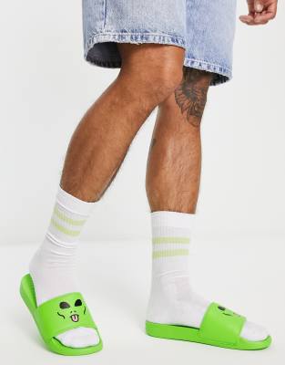 RIPNDIP lord alien face sliders in green | ASOS