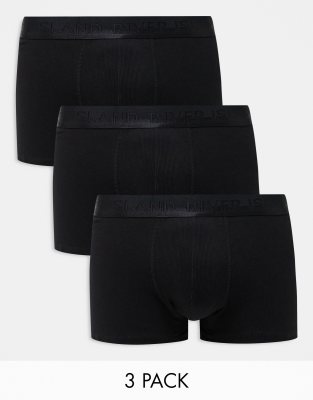 River Island 3 pack ribbed trunks in black | ASOS