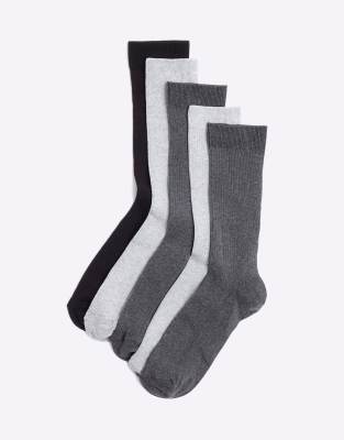 River Island 5pk ribbed ankle socks in grey | ASOS