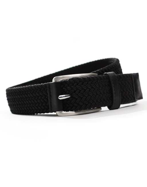River Island elastic webbing belt in black | ASOS