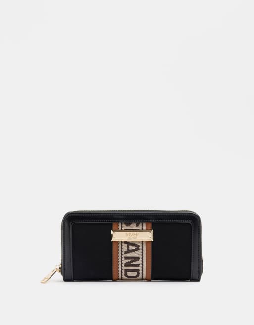 River Island front canvas wallet in black | ASOS