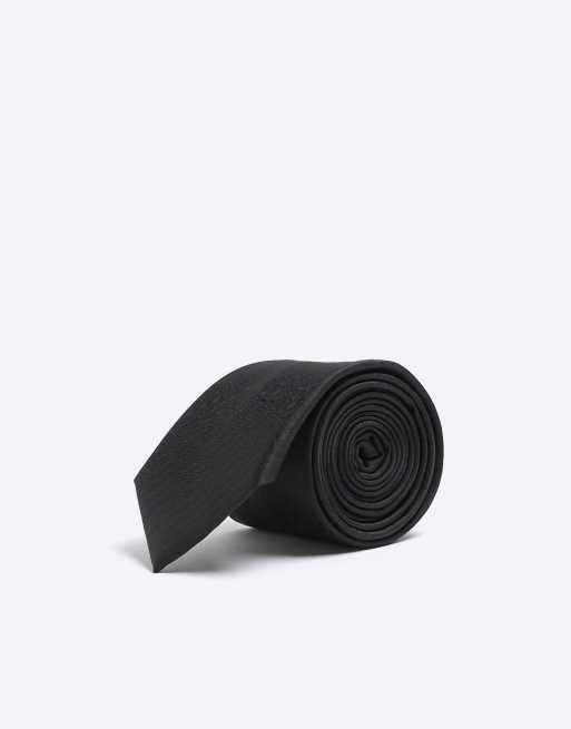 River Island herringbone core tie in black | ASOS