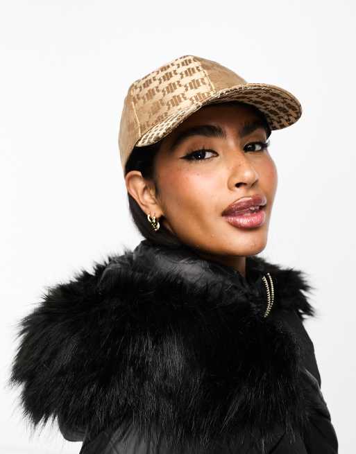 River Island Jacquard Monogram Cap in Brown | ASOS