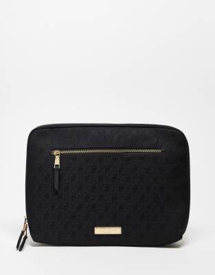 River Island jacquard monogram laptop case in black | ASOS