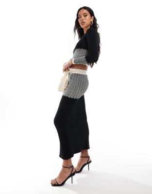 River Island - Jupe d'ensemble en maille à motif chevrons - Noir | ASOS