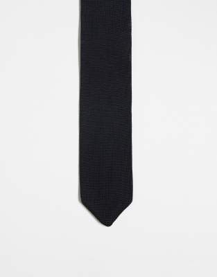 River Island knitted pointed tip tie in black | ASOS