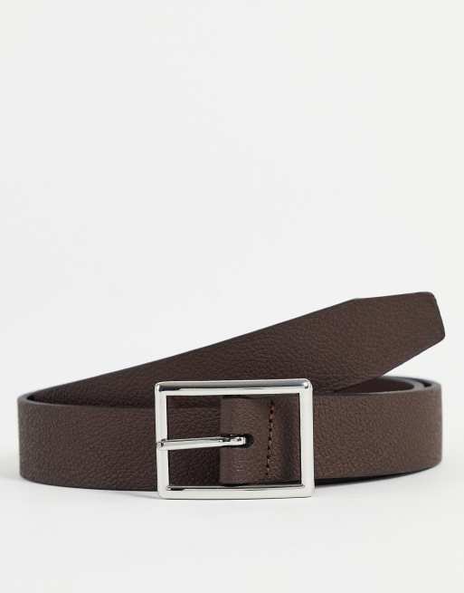 River Island leather belt in brown | ASOS