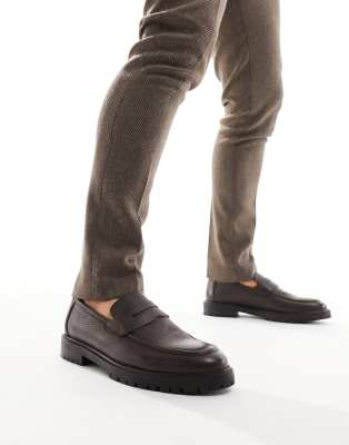 River Island – Loafer in Dunkelbraun mit dicker Sohle | ASOS