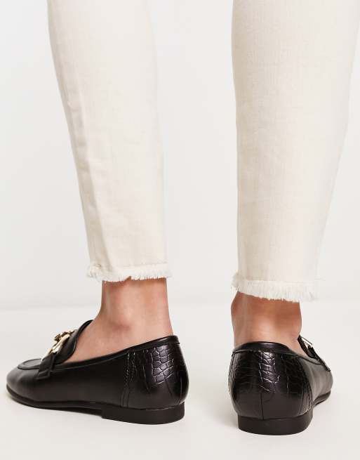 River Island loafers with heart chain detail in black | ASOS
