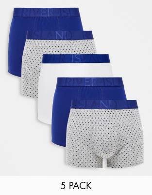 River Island - Lot de 5 boxers à pois - Bleu marine | ASOS